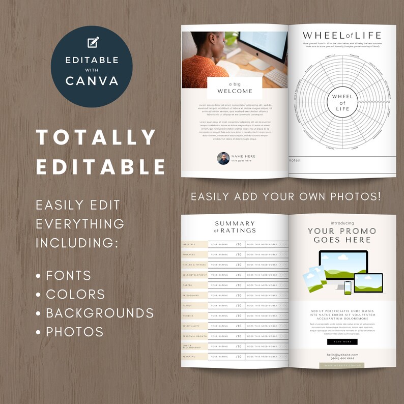 Editable Wheel of Life Worksheet, Canva Template, Life Balance Coaching ...