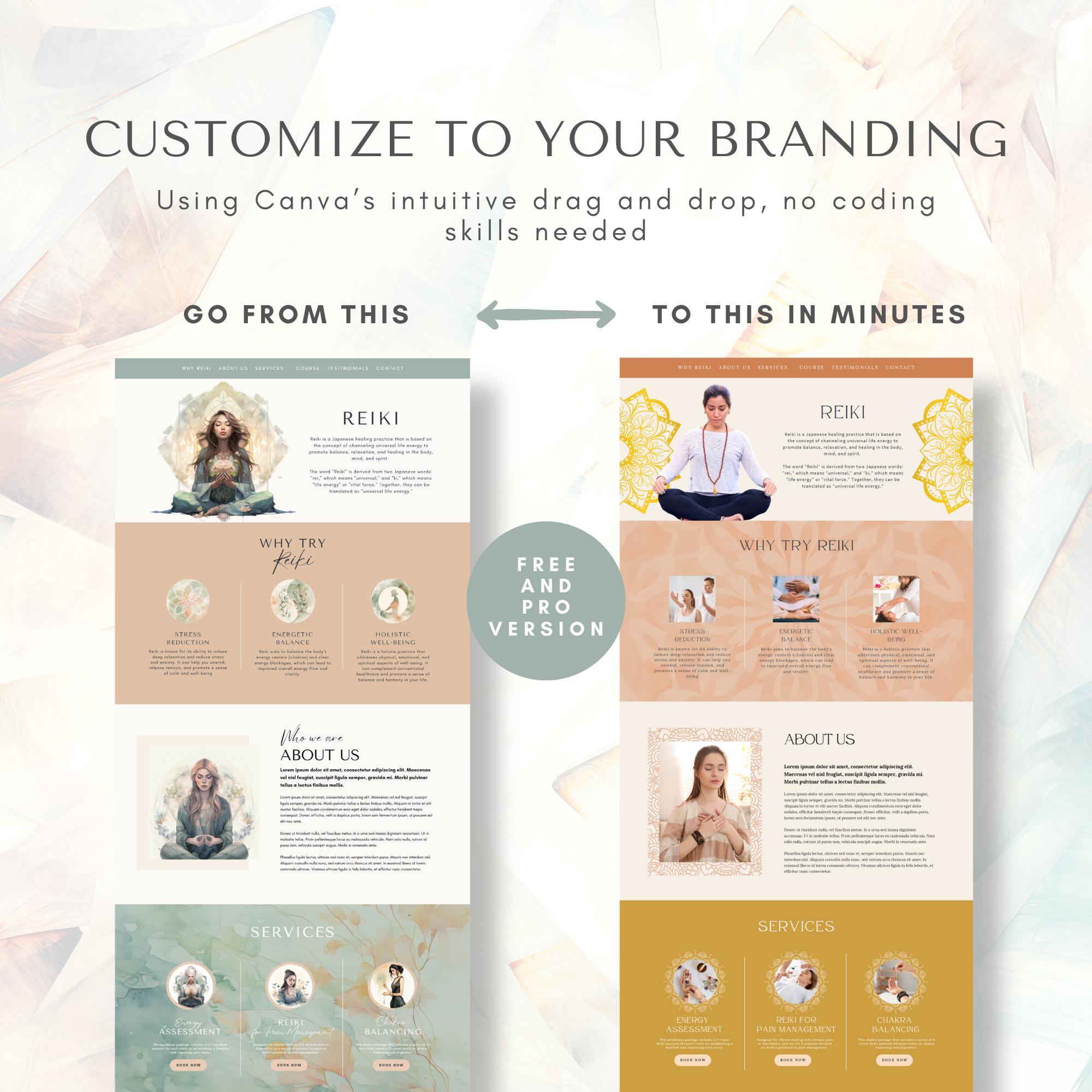 Reiki Website Landing Page Template | Energy Healing Business, Wellness ...