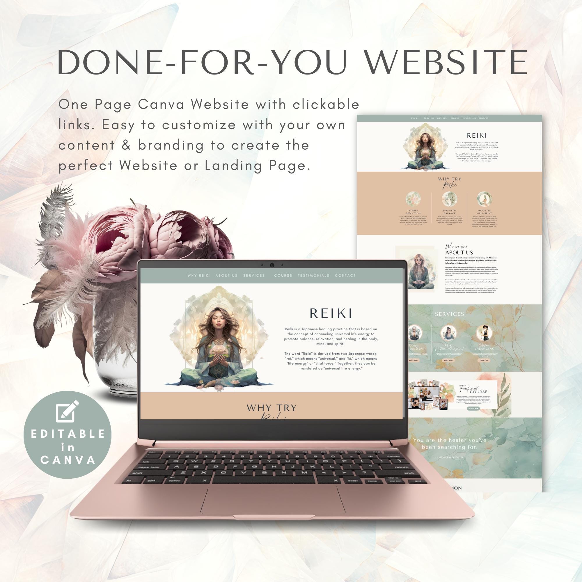 Reiki Website Landing Page Template | Energy Healing Business, Wellness ...