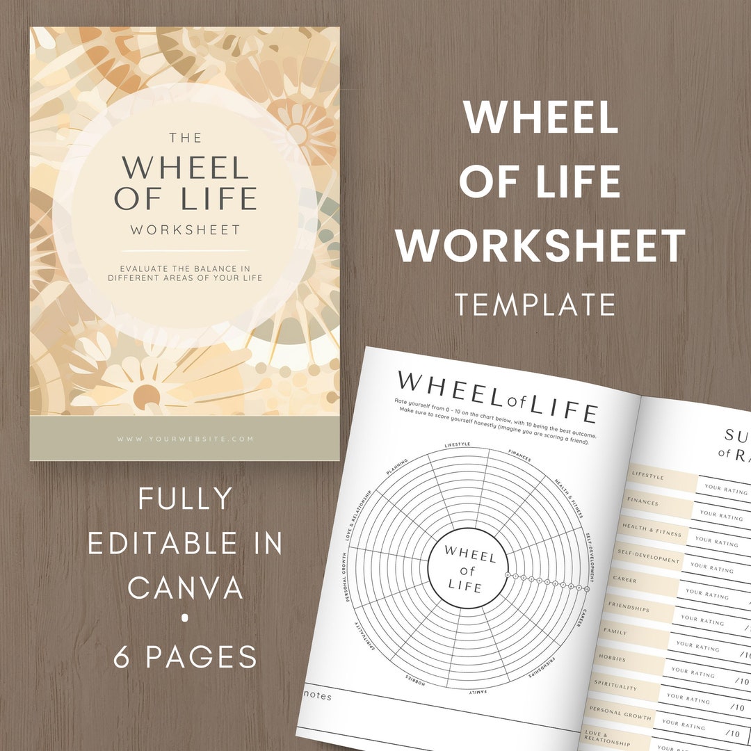Editable Wheel of Life Worksheet, Canva Template, Life Balance Coaching ...