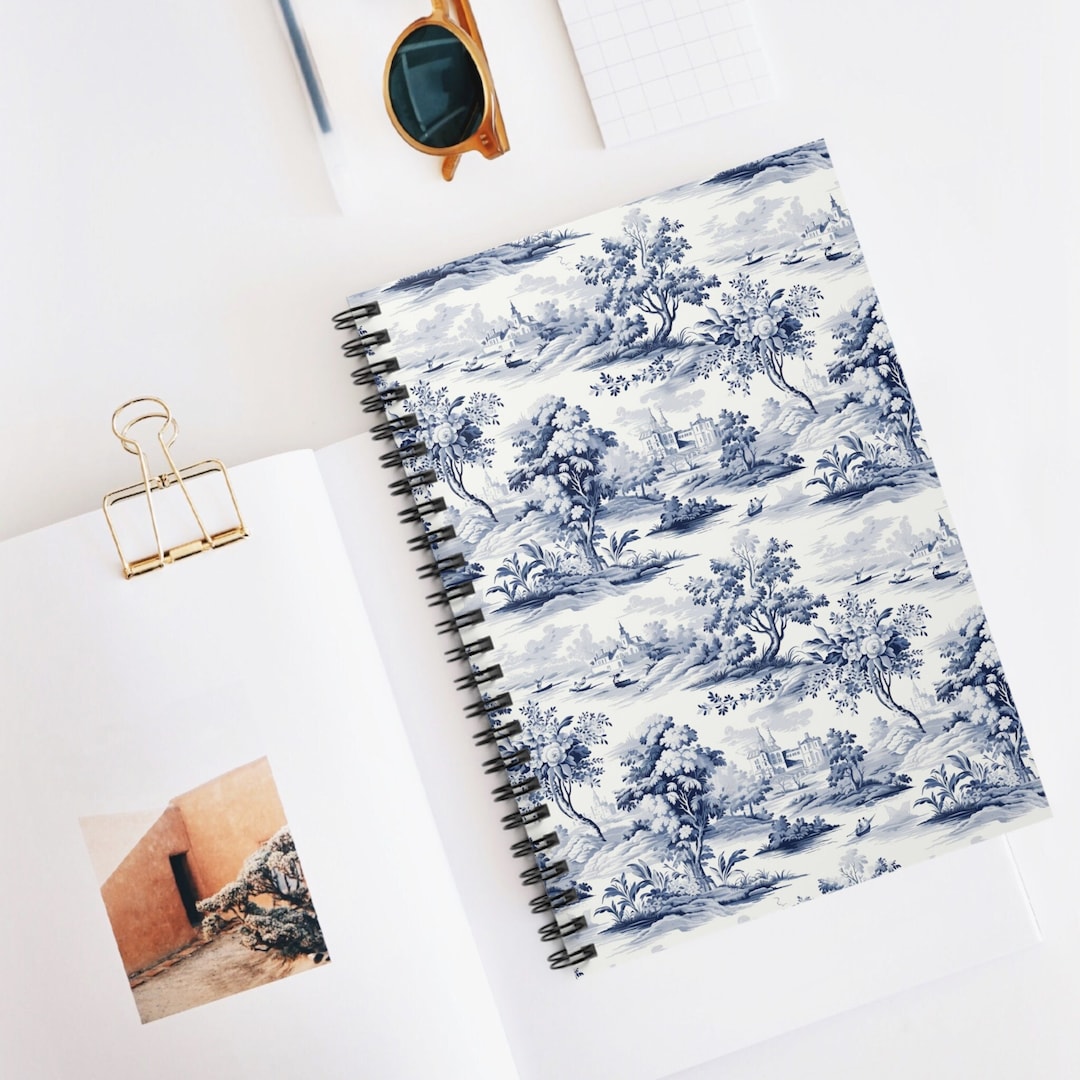 Blue Toile Notebook Toile Blue Notebook Lined Journal Toile Gift French ...