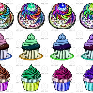 Collectible Cupcake Clip Art: 18 Designs in PNG and JPG - Etsy