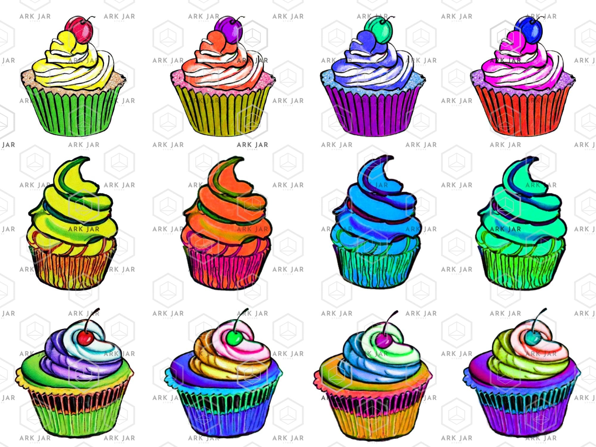 Cupcake Clip Art, I2 Designs. Includes Individual Files Plus Composite ...