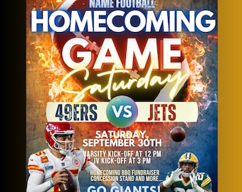 Homecoming Football Flyer Template, Homecoming Football Game Invite ...
