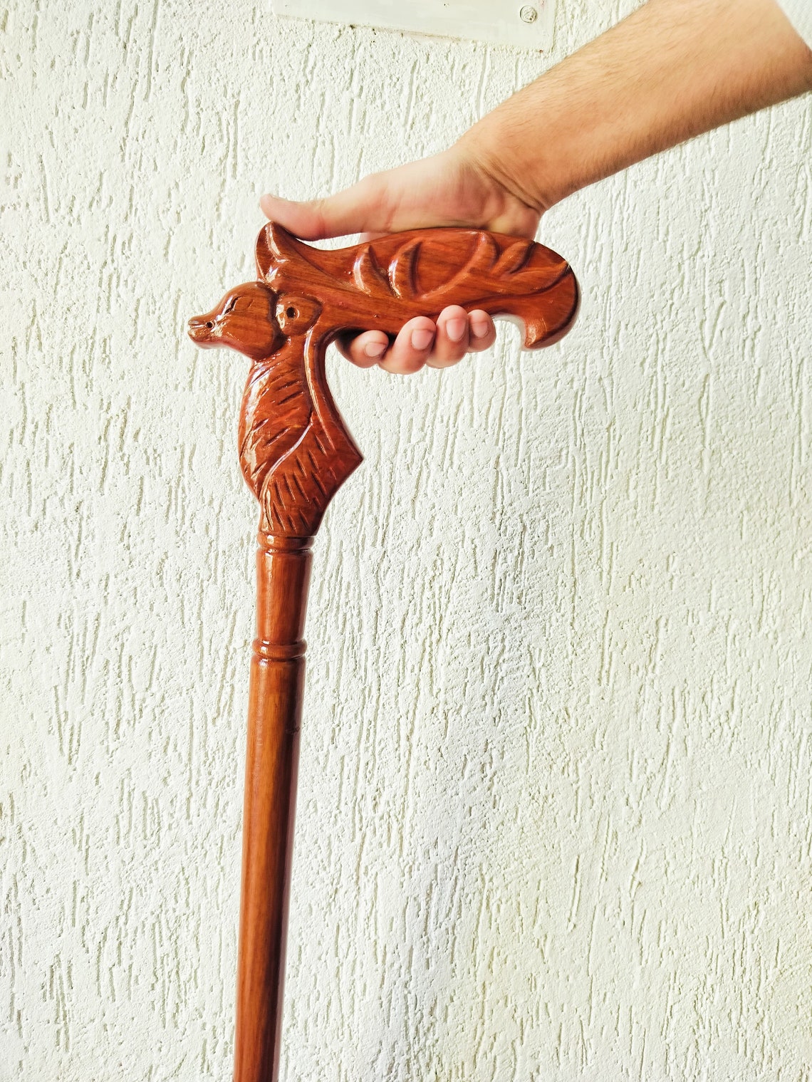 Victorian Deer Wooden Walking Stick Hand Carved Cane Artistic Hand ...