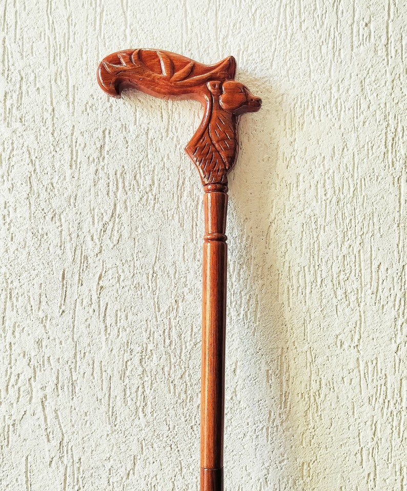 Victorian Deer Wooden Walking Stick Hand Carved Cane Artistic Hand ...
