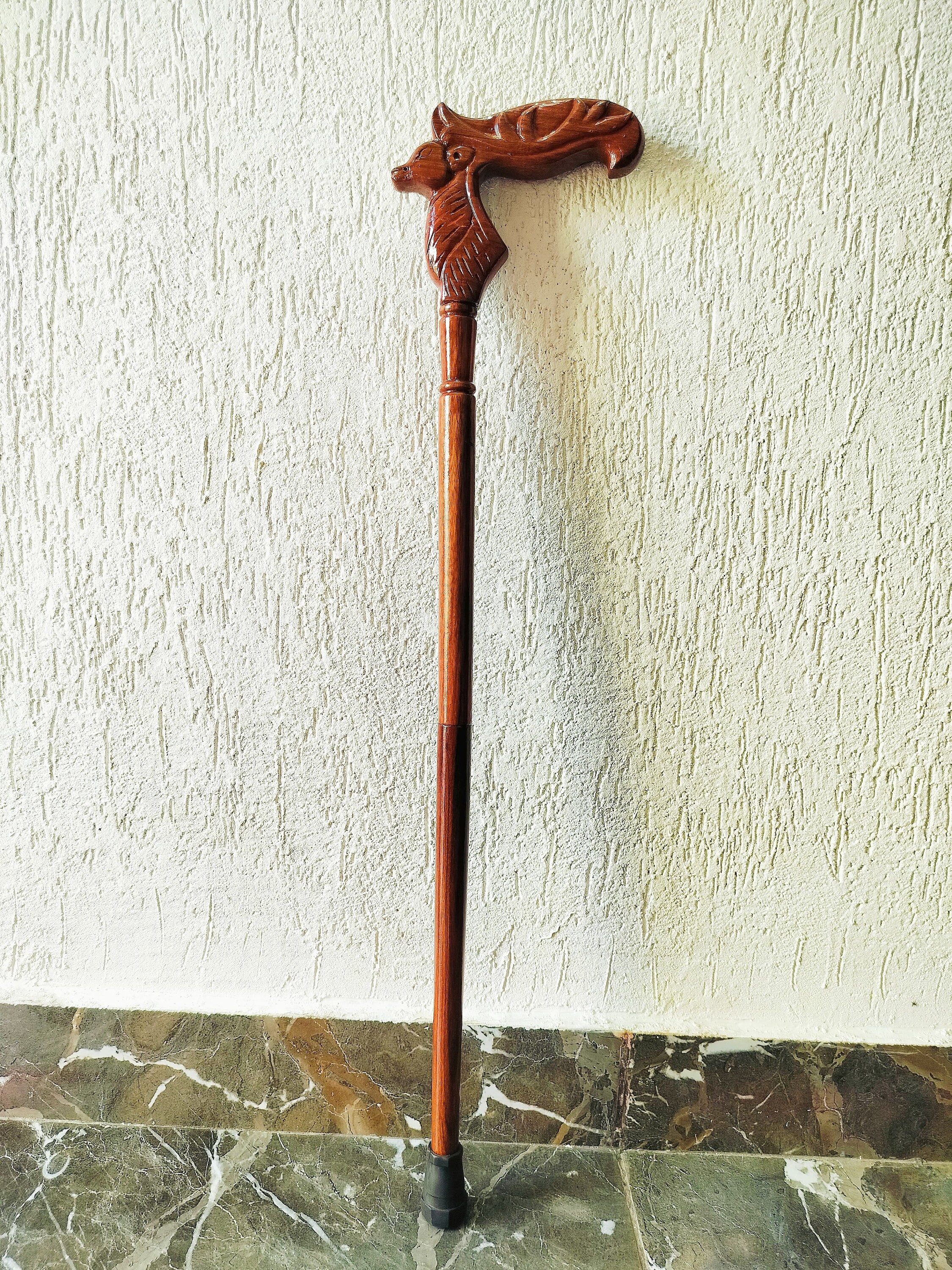 Victorian Deer Wooden Walking Stick Hand Carved Cane Artistic Hand ...