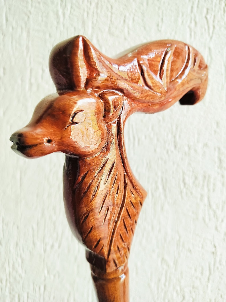 Victorian Deer Wooden Walking Stick Hand Carved Cane Artistic Hand ...