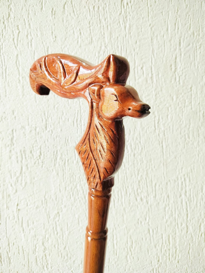 Victorian Deer Wooden Walking Stick Hand Carved Cane Artistic Hand ...