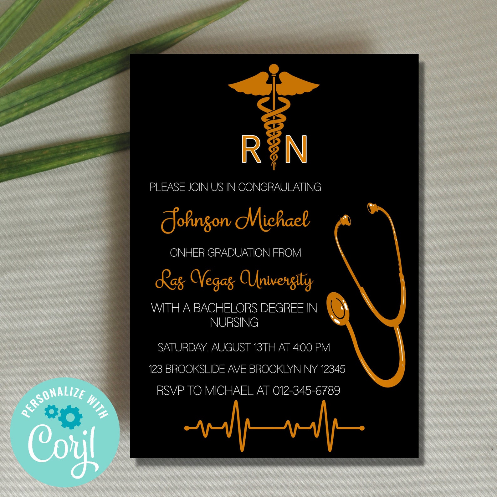 Graduation Party Invitation Template, Registered Nurse Graduation ...