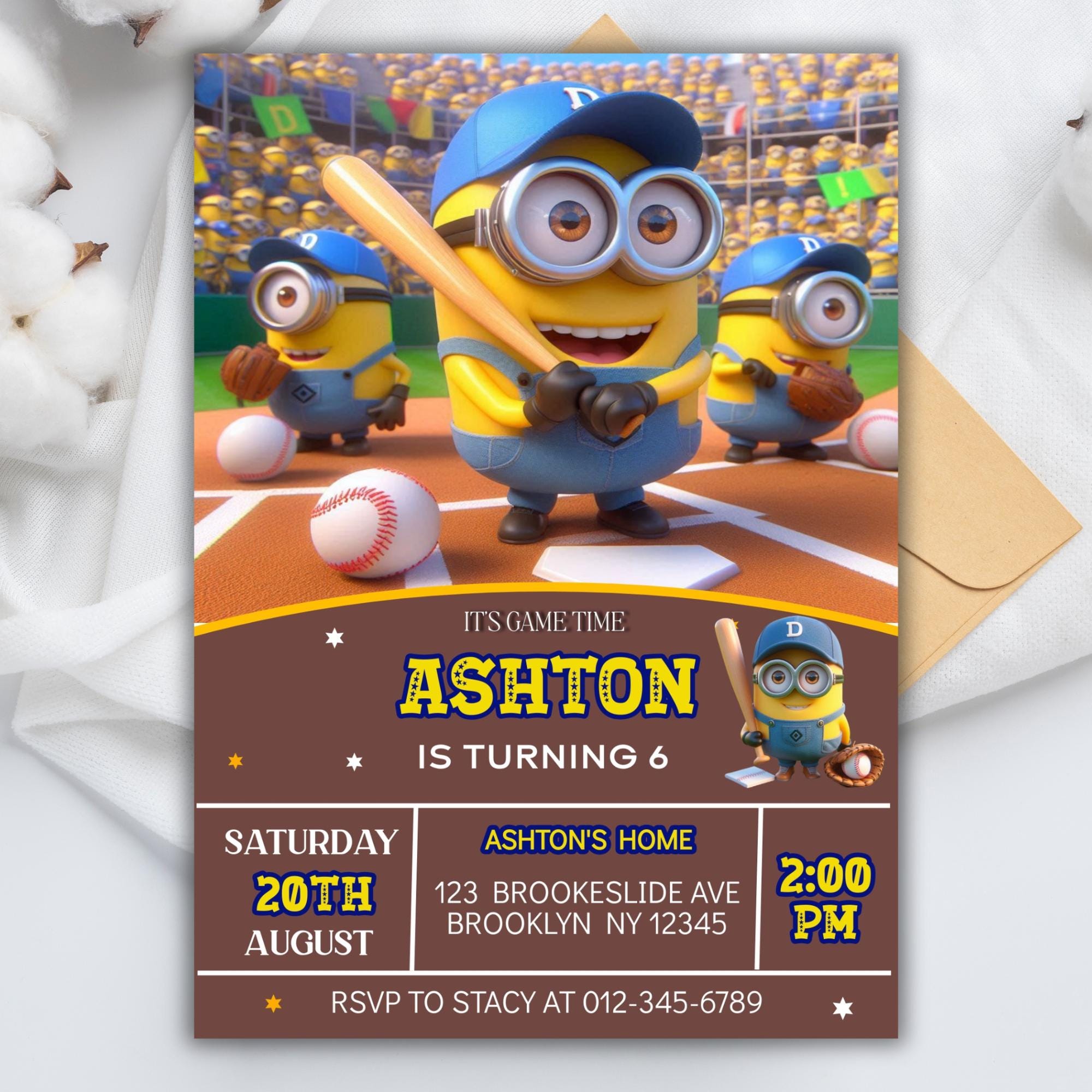 Minion Birthday Invitation, Minion Baseball Game Invite, Minion Party ...