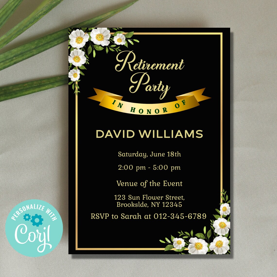 Retirement Party Invitation Template, Floral Retirement Invitation ...