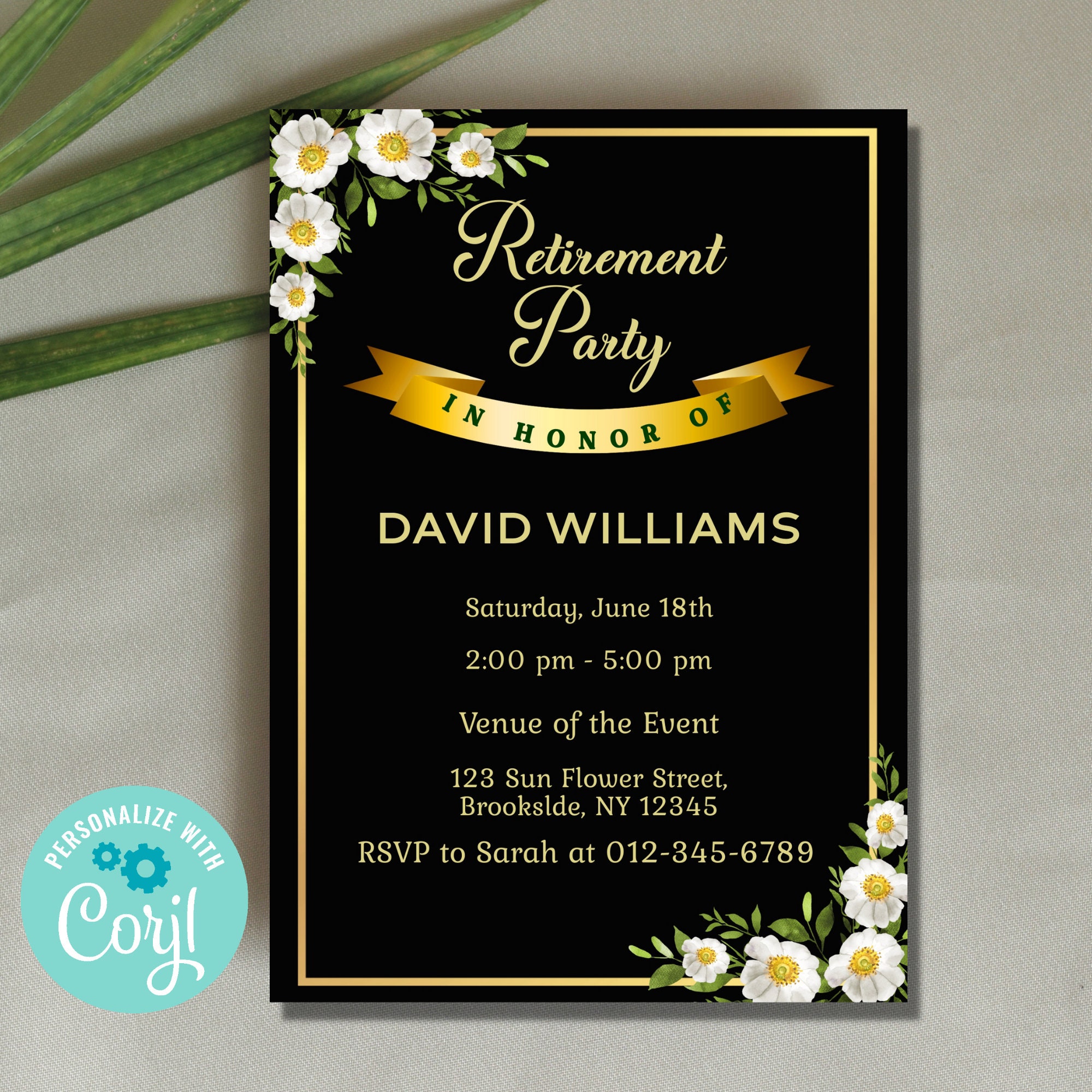 Retirement Party Invitation Template, Floral Retirement Invitation ...