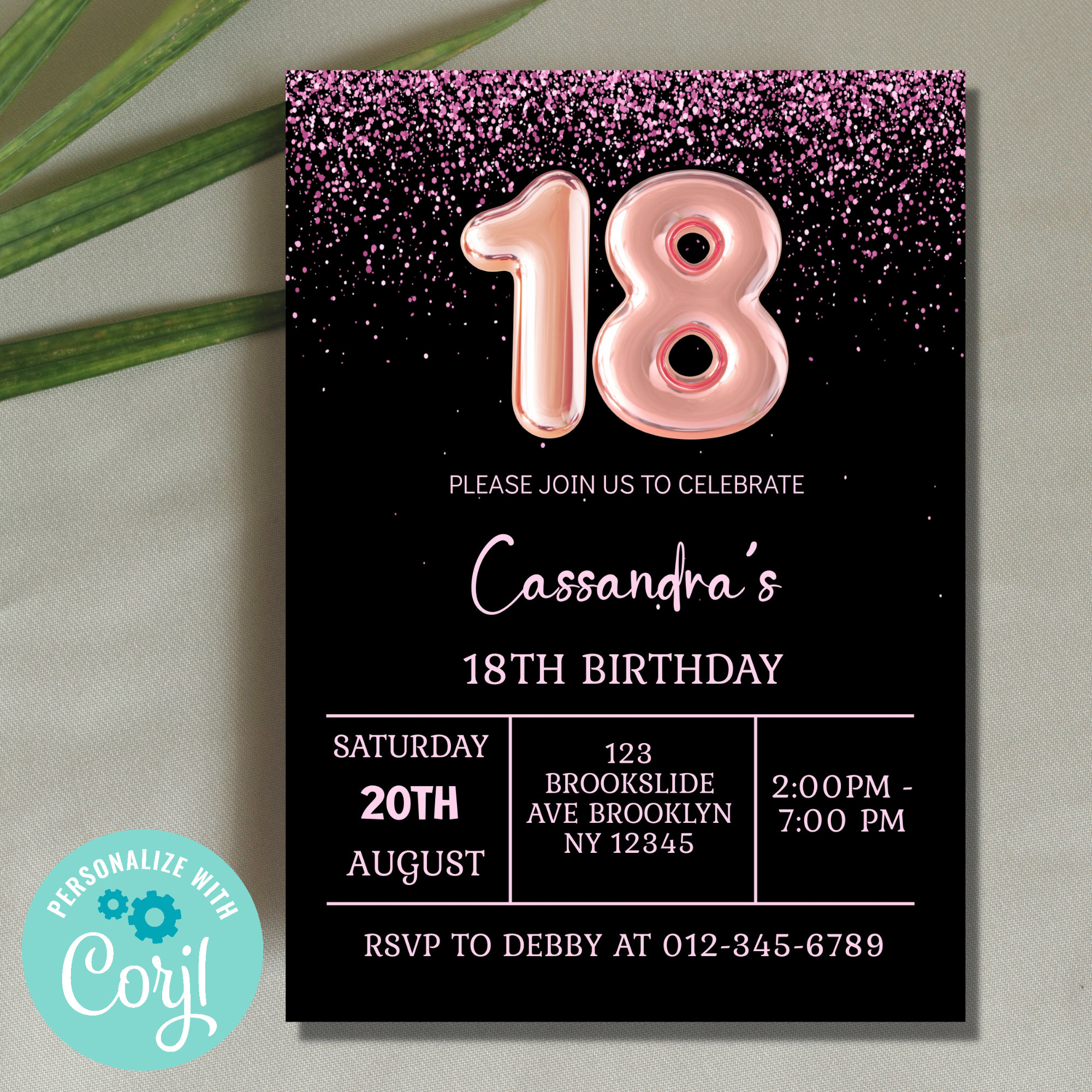 18th Birthday Party Digital Invitation, Personalized 18th Birthday ...