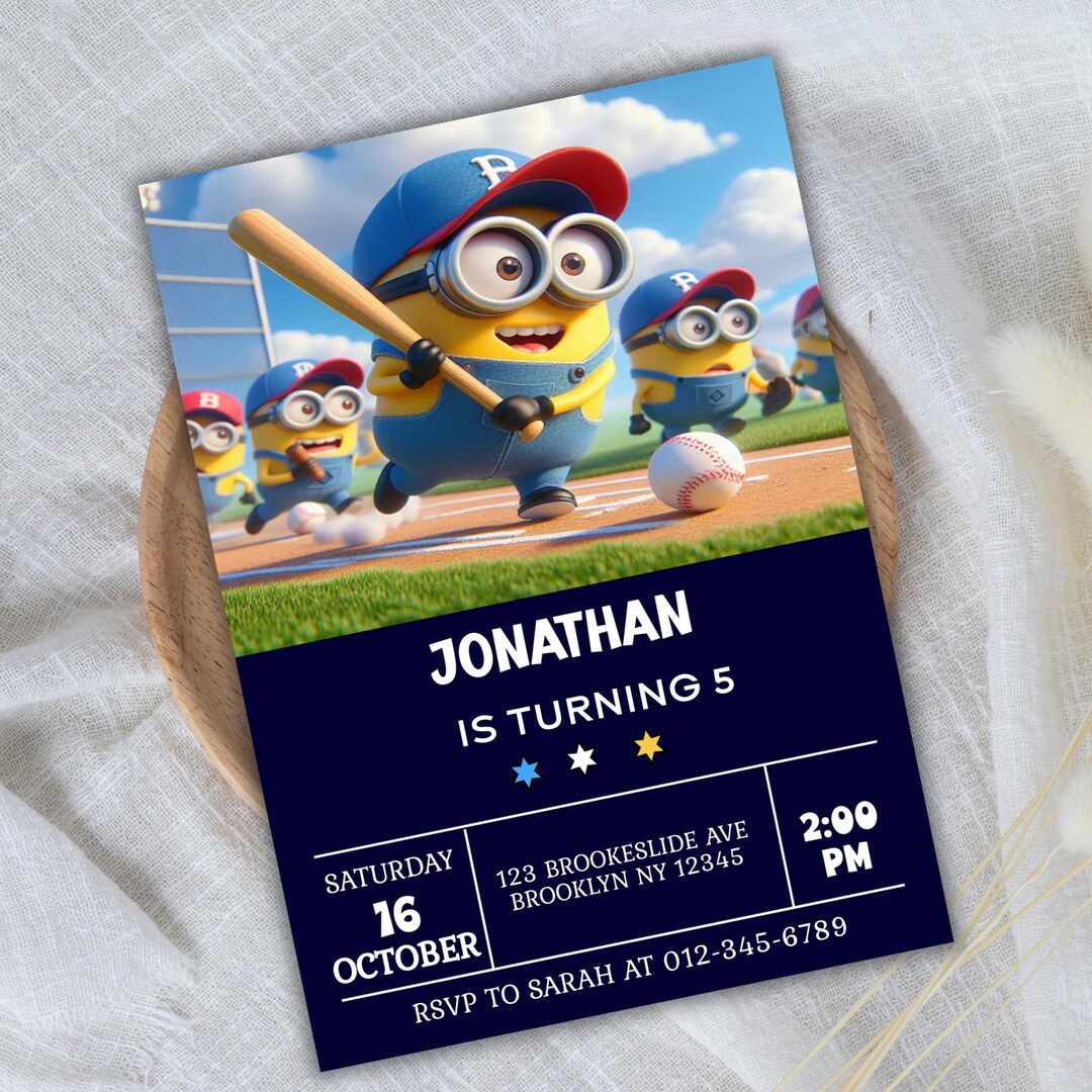 Minion Birthday Invitation, Minion Baseball Game Invite, Minion Party ...