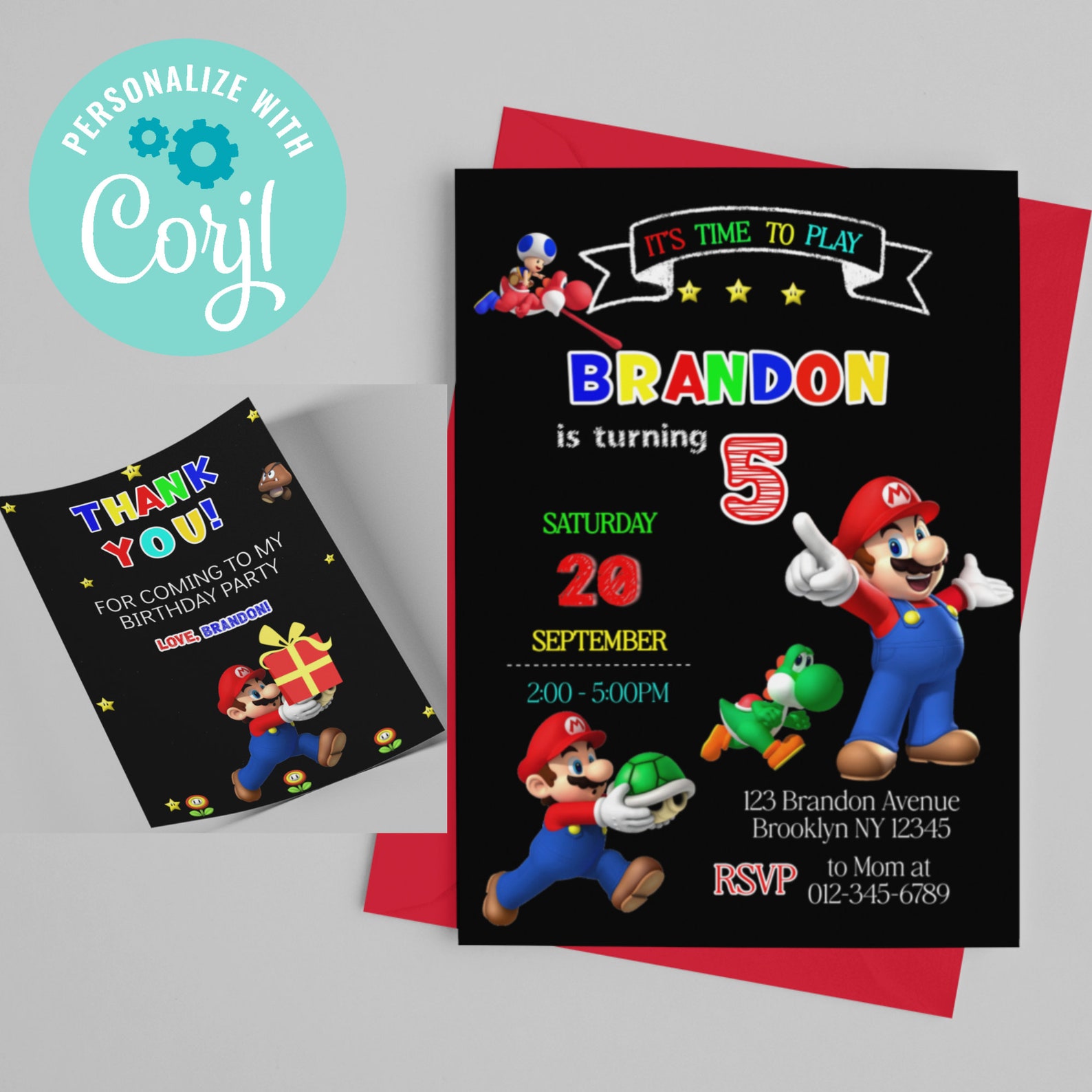 Super Mario Birthday Party Invitation, Super Mario Bros Party ...
