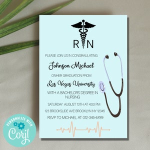 Graduation Party Invitation Template, Doctor of Medicine Red Graduation ...