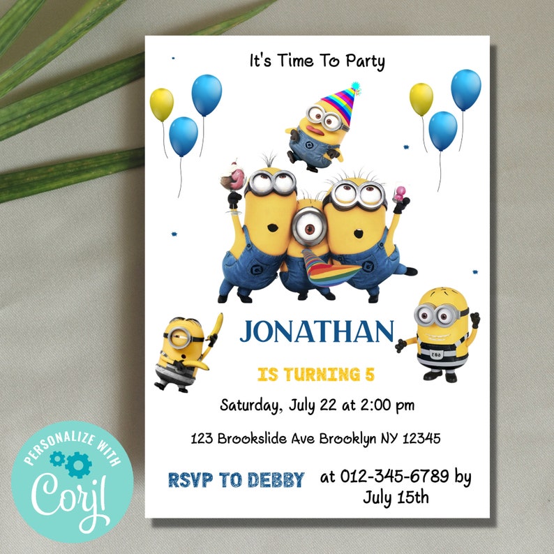 Minion Digital Birthday Invitation, Minion Prison Theme Birthday Party ...