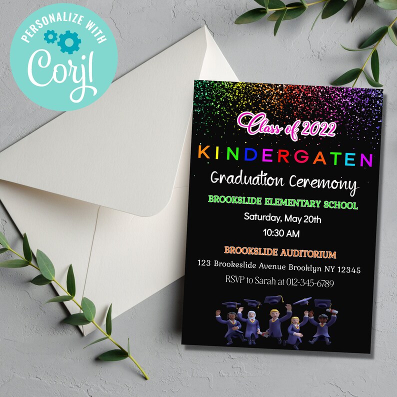 Graduation Party Invitation Template, Kindergarten School Graduation ...