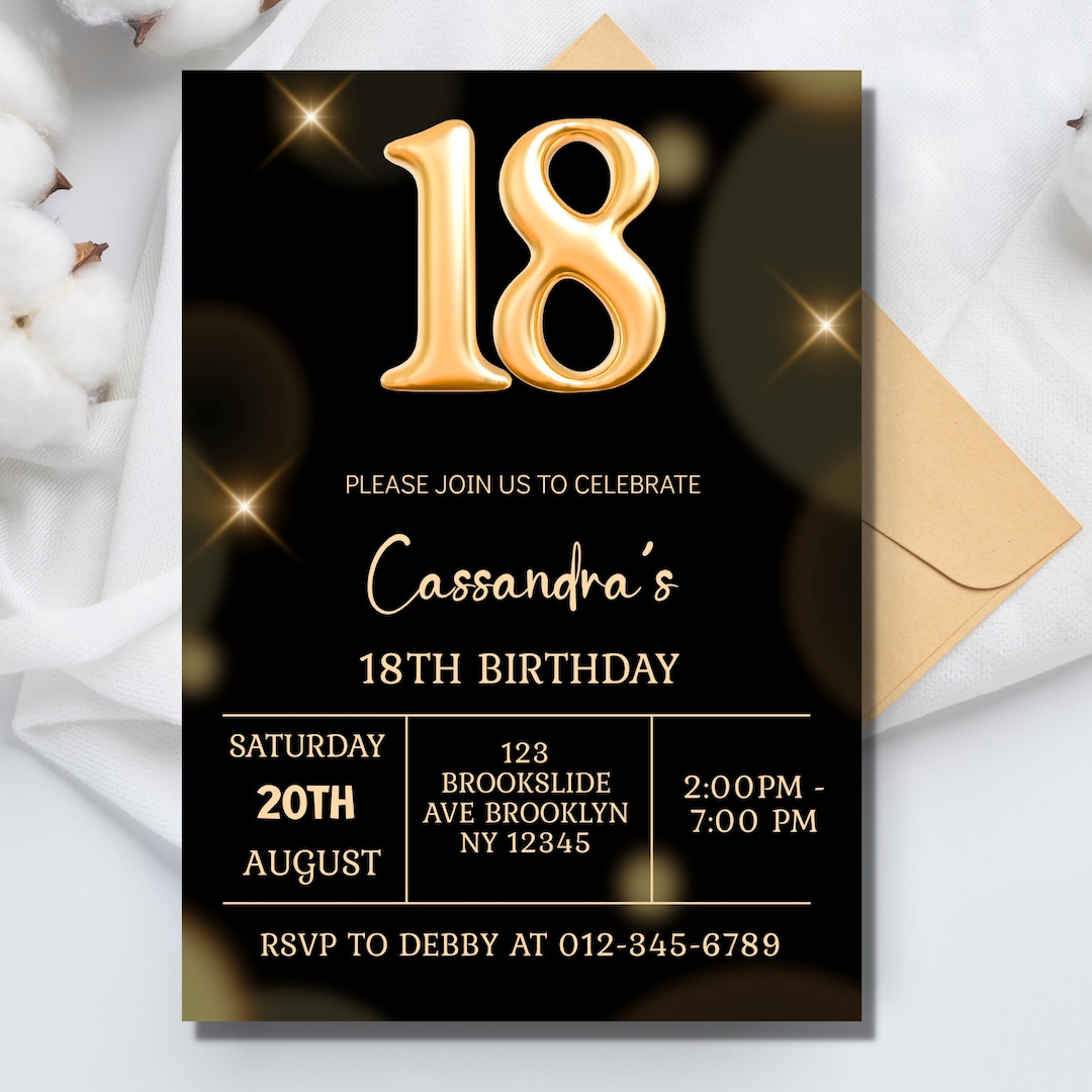 18th Birthday Party Digital Invitation, Personalized 18th Birthday ...