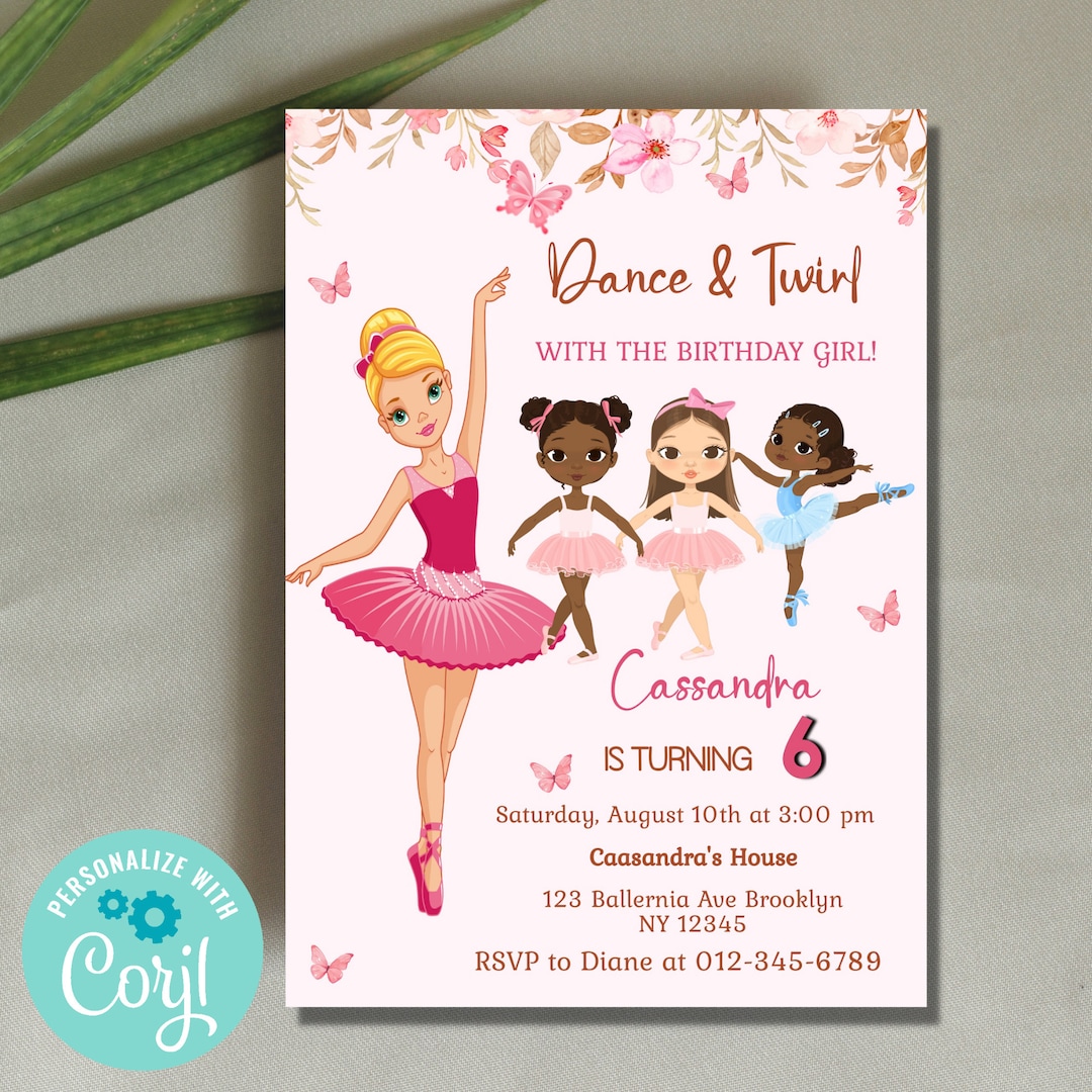 Ballerina Birthday Party Invitation, Ballet Invitation, Digital Dance ...
