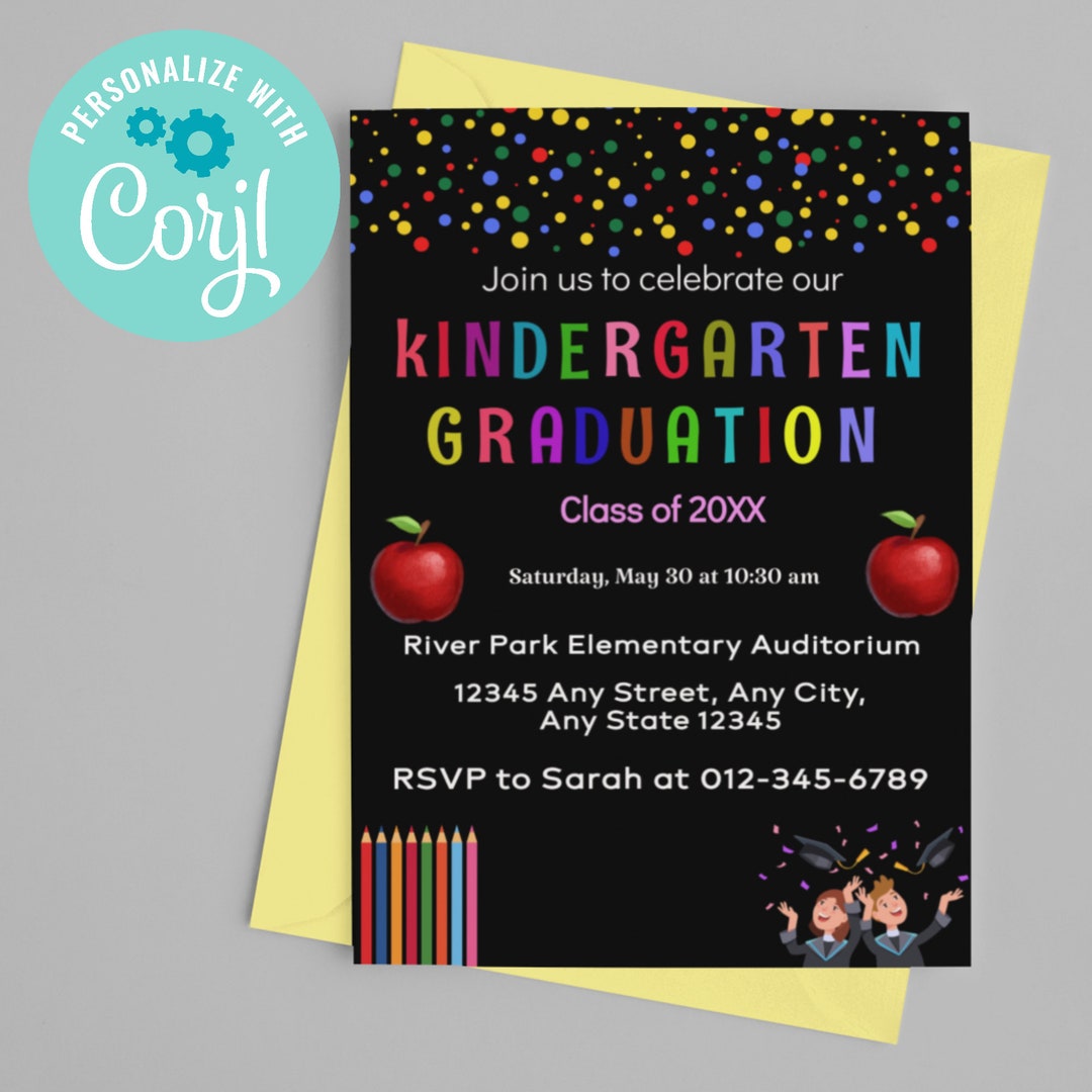 Graduation Party Invitation Template, Kindergarten School Graduation ...