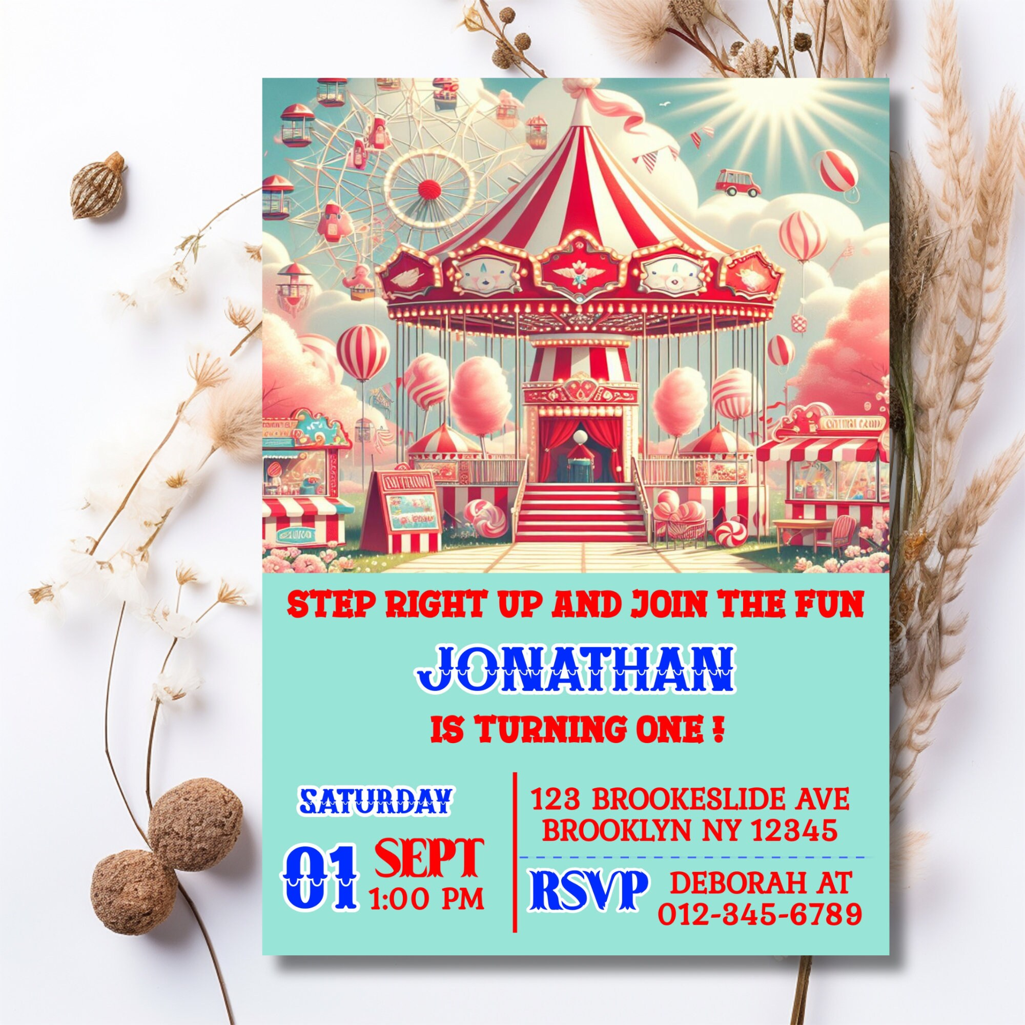 Carnival Birthday Invitation, Carnival Circus Birthday Invite, Carnival ...