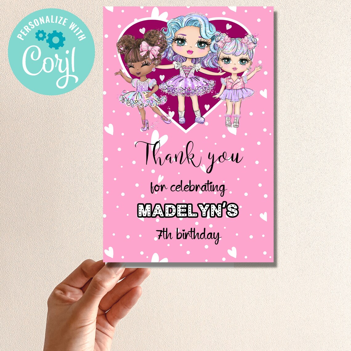 Doll Birthday Digital Thank You Card, Cute Dolls Birthday Cards ...