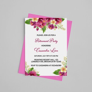 Editable Retirement Invitation Template, Floral Retirement Invitation ...
