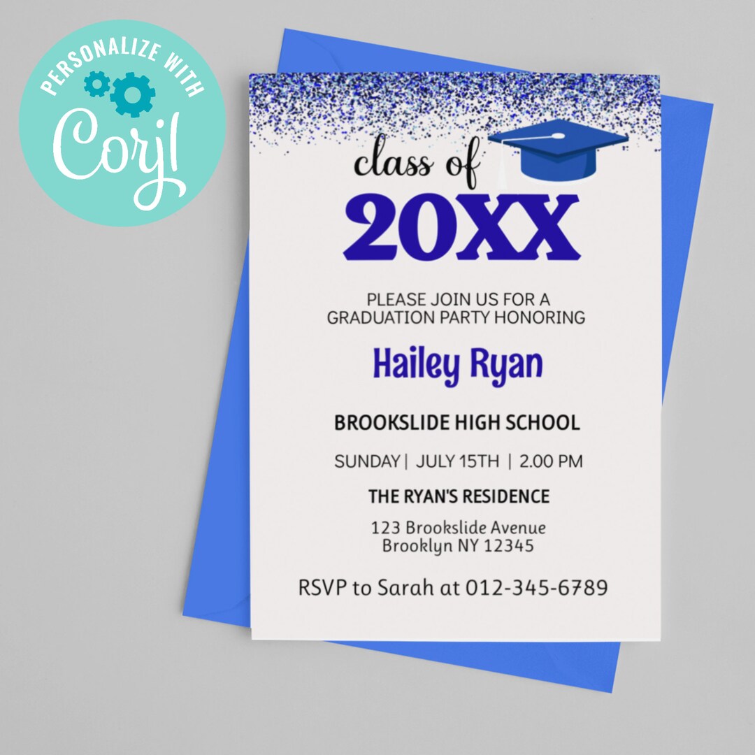 Graduation Party Invitation Template, High School & College Graduation ...
