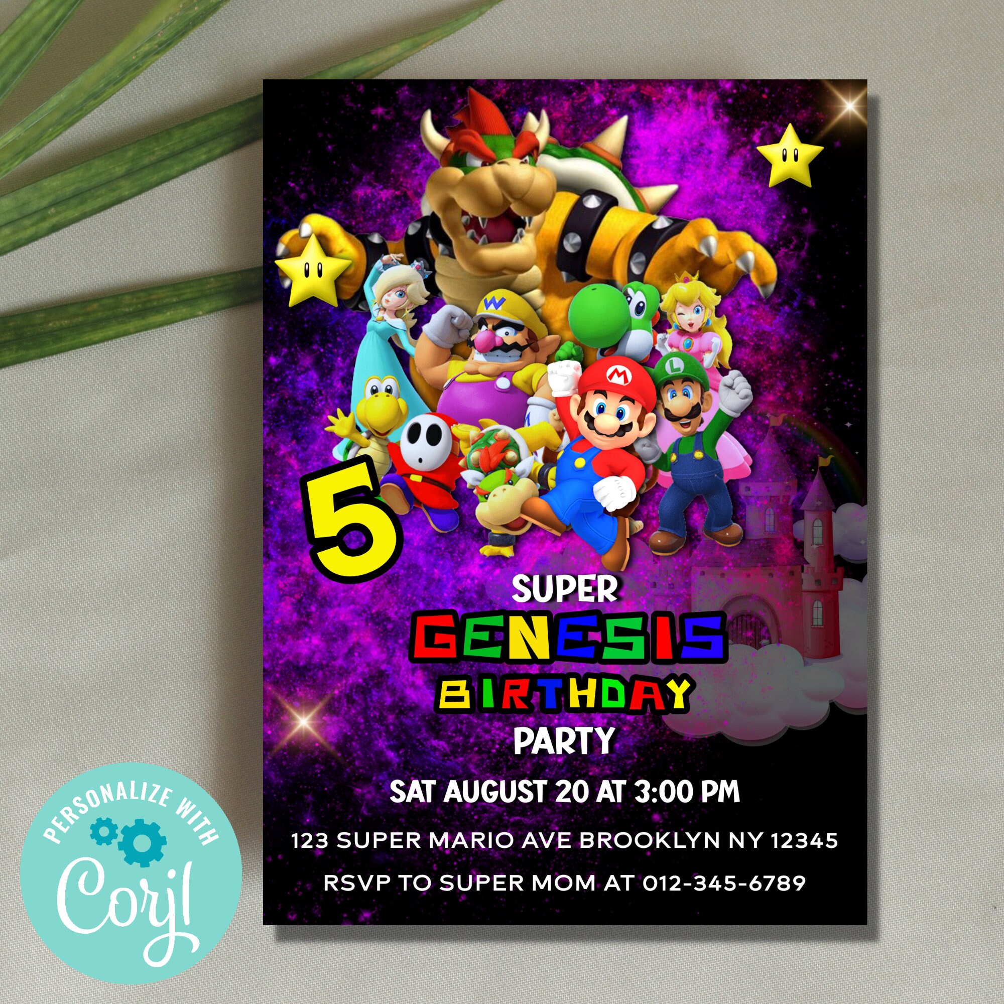 Super Mario Birthday Party Invitation, Super Mario Bros Party ...