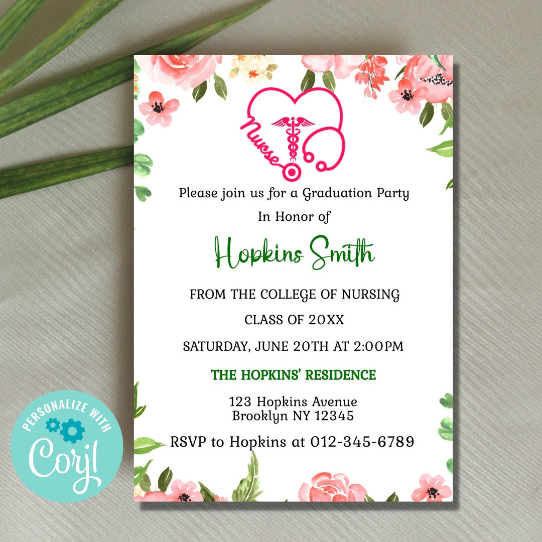 Graduation Party Invitation Template, RN Graduation Invitation ...