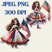 4th of July Girls Clipart, Independence Day PNG Clipart, Cute Doll ...