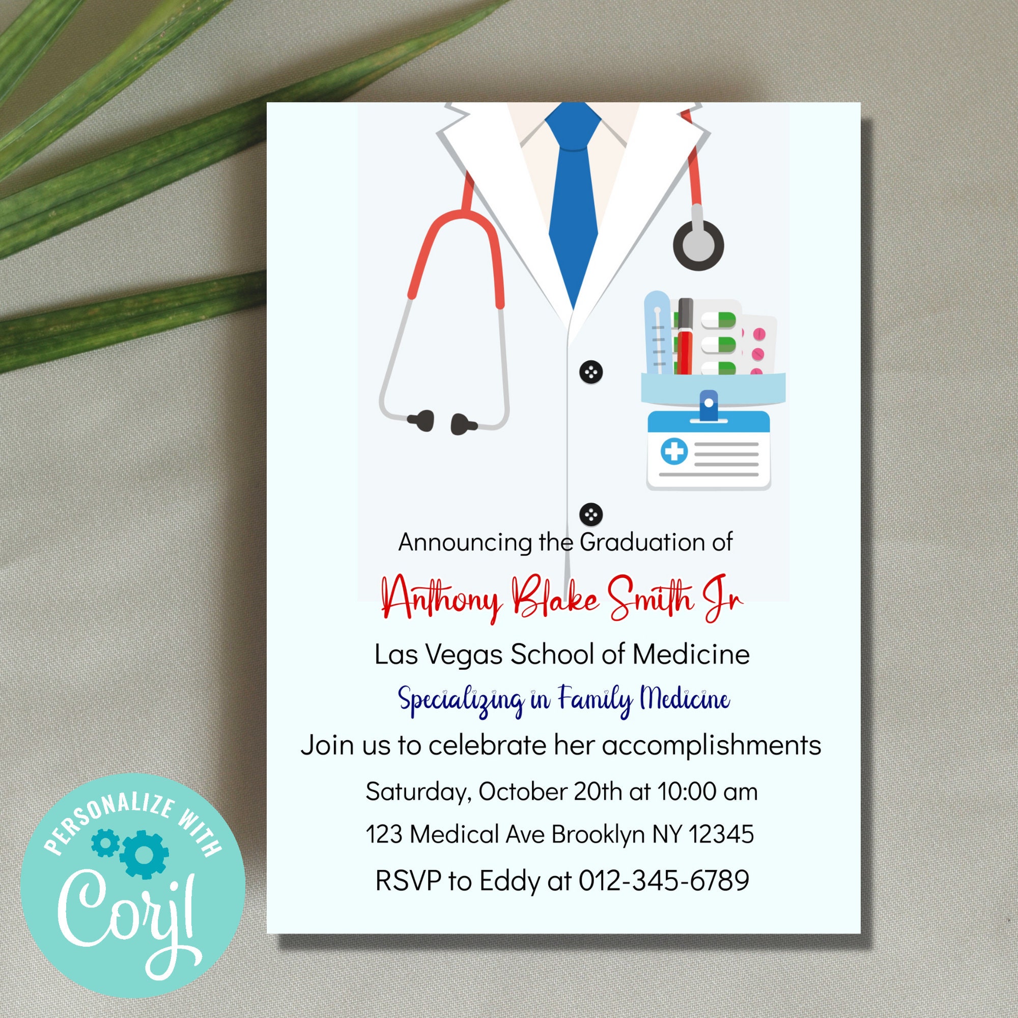 Graduation Party Invitation Template, MD School of Medicine Graduation ...