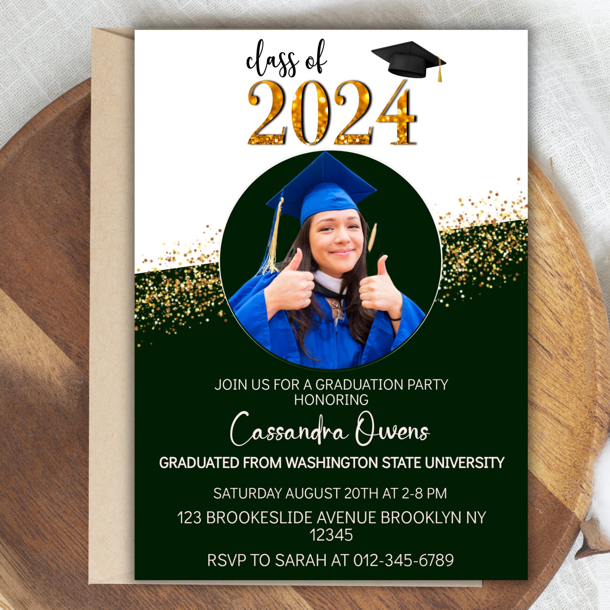 Graduation Party Invitation Template, High School, College Photo ...