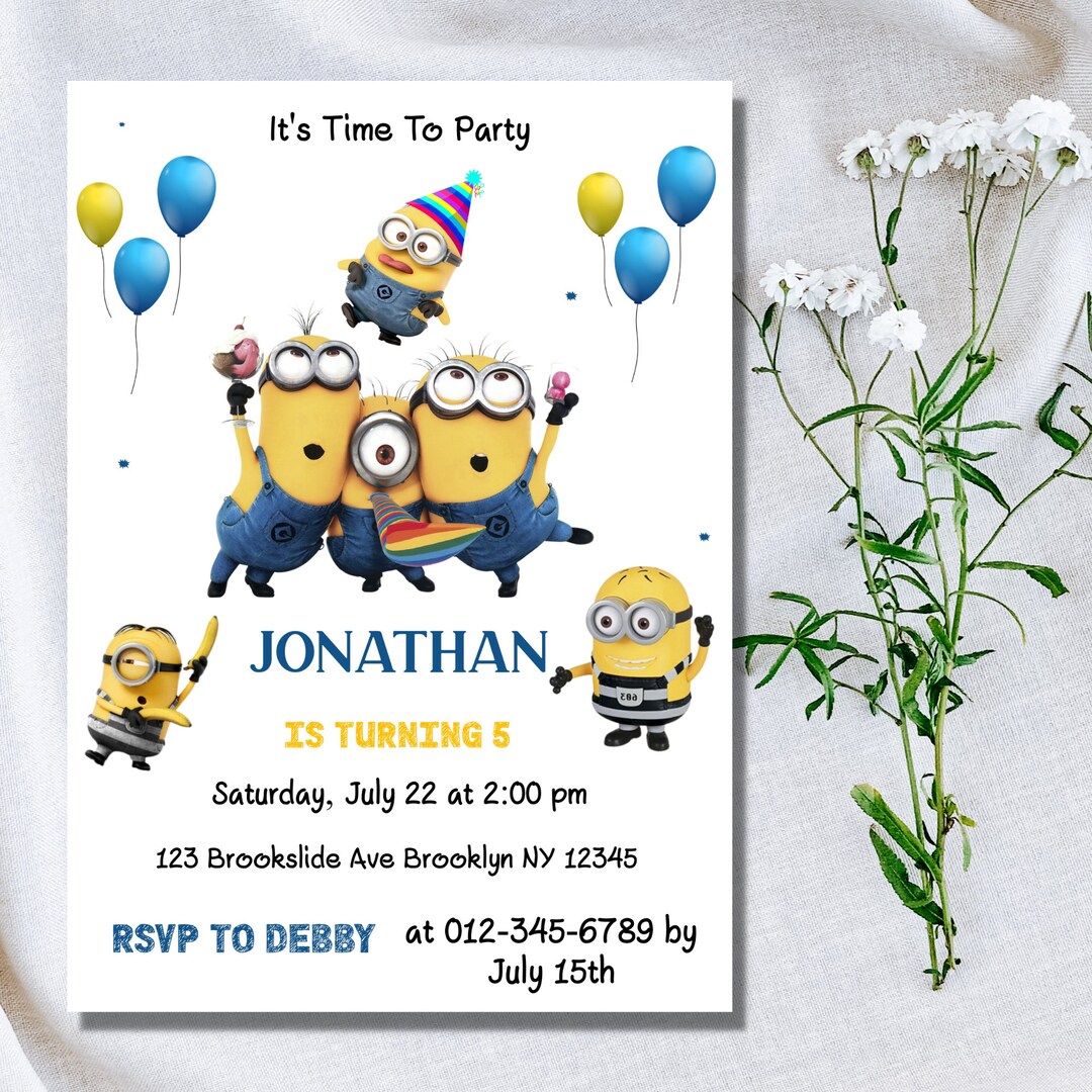 Minion Digital Birthday Invitation, Minion Prison Theme Birthday Party ...