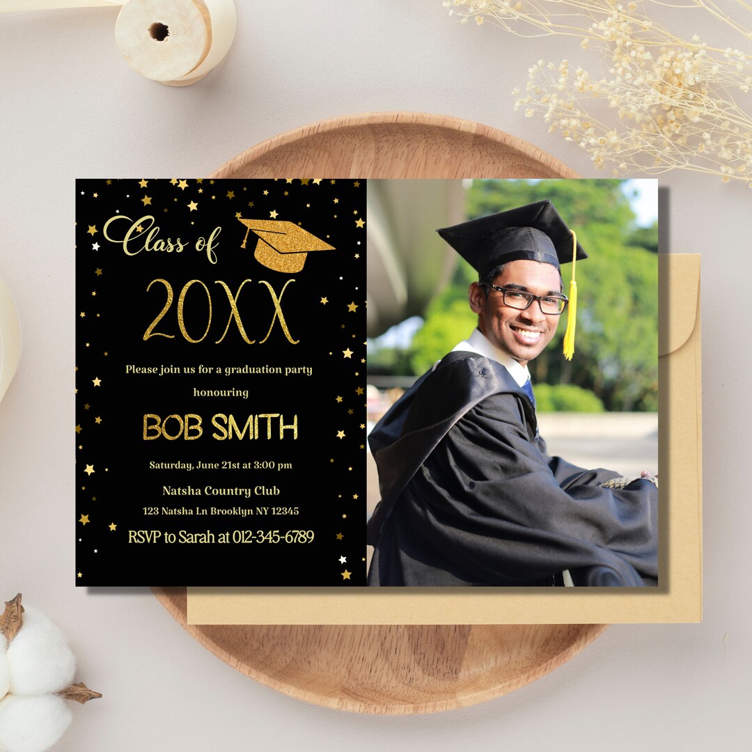 Graduation Party Invitation Template, Graduation Photo Invitation, High ...