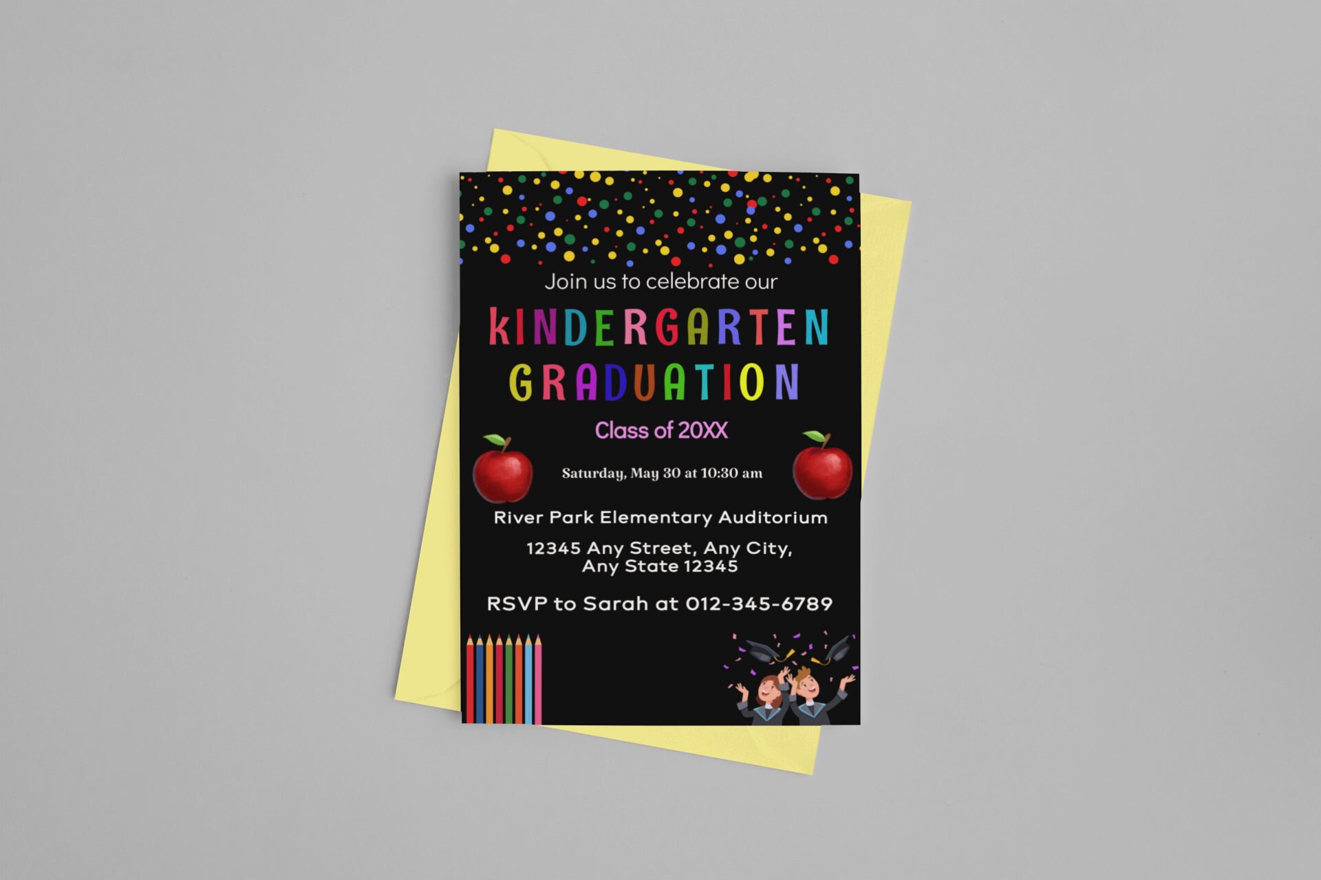 Graduation Party Invitation Template, Kindergarten School Graduation ...
