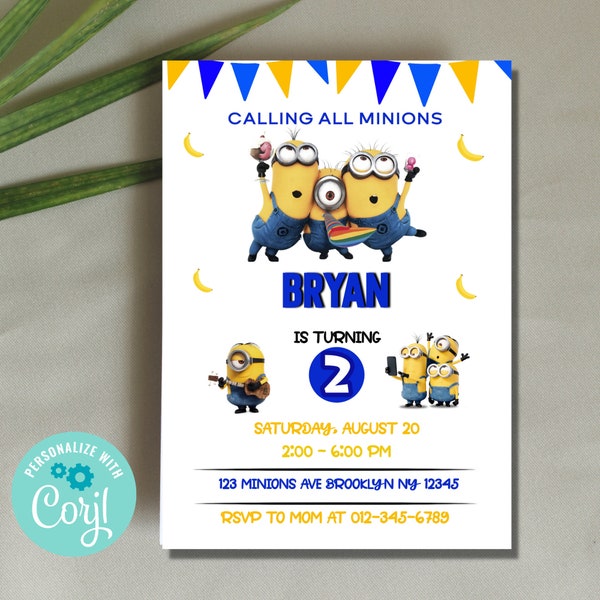 Minion Invitation - Etsy