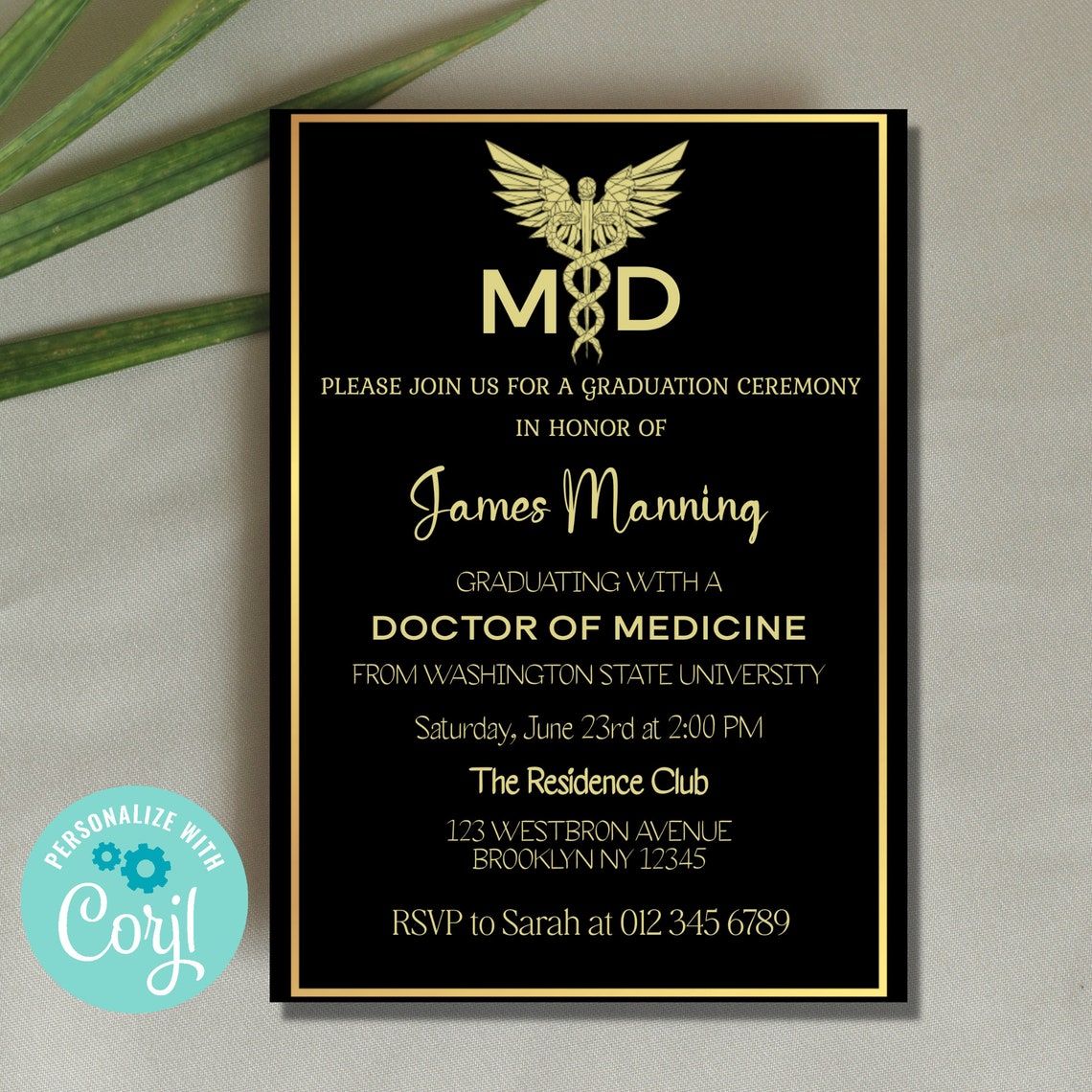 Graduation Party Invitation Template, Medical Doctor Graduation Invite ...