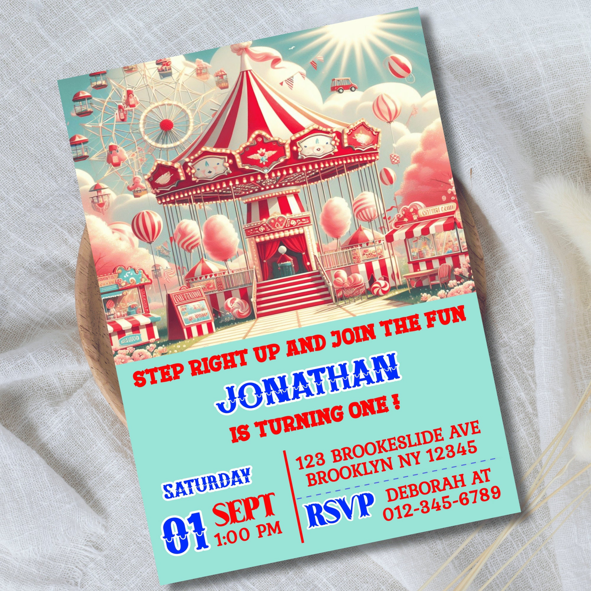Carnival Birthday Invitation, Carnival Circus Birthday Invite, Carnival ...