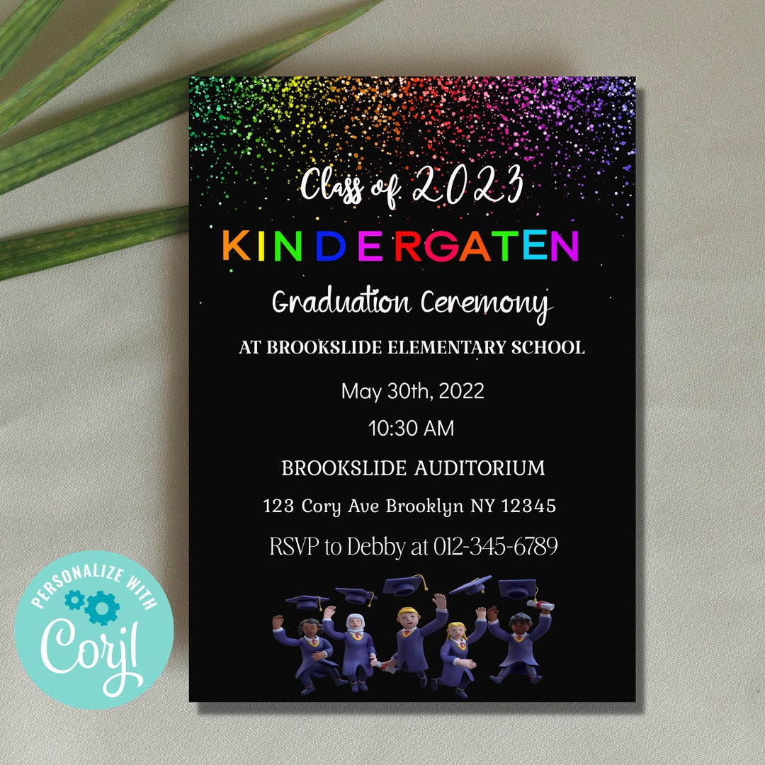 Graduation Party Invitation Template, Kindergarten School Graduation ...
