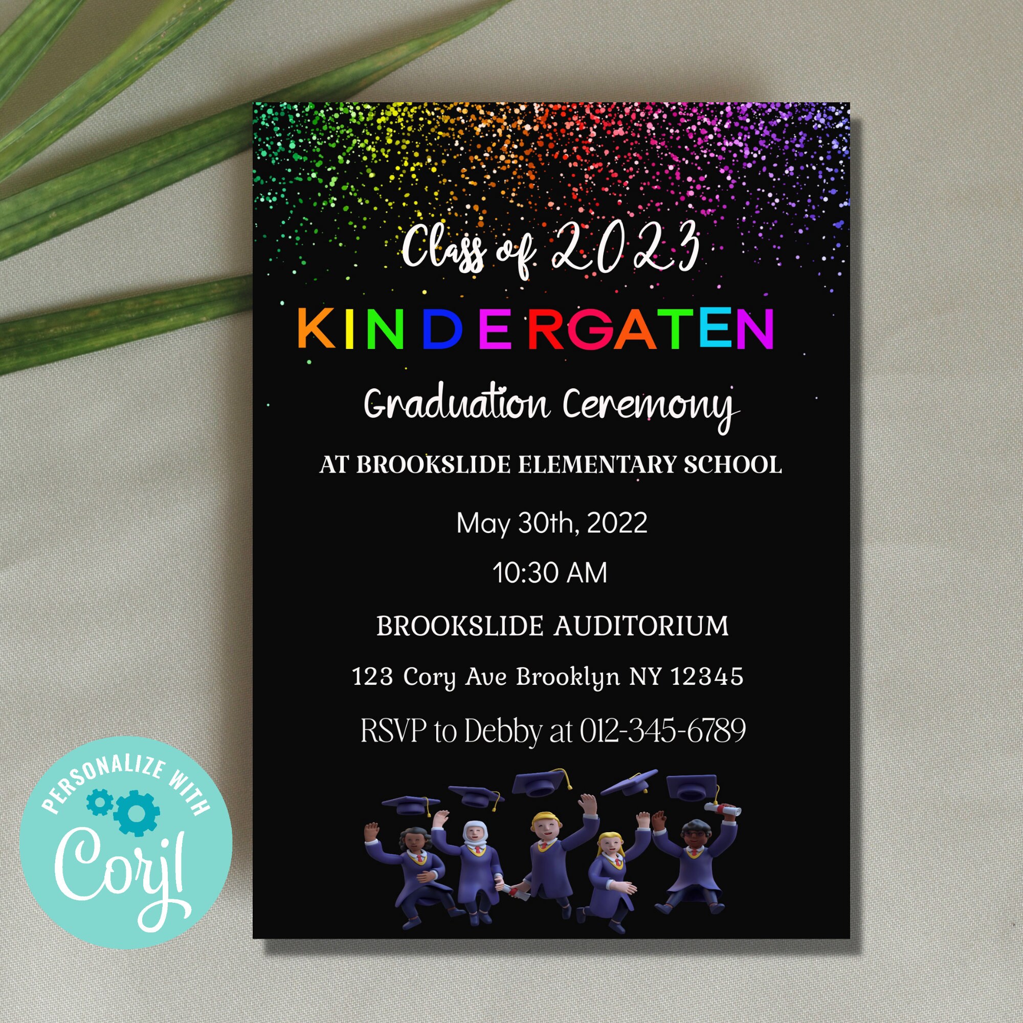 Graduation Party Invitation Template, Kindergarten School Graduation ...