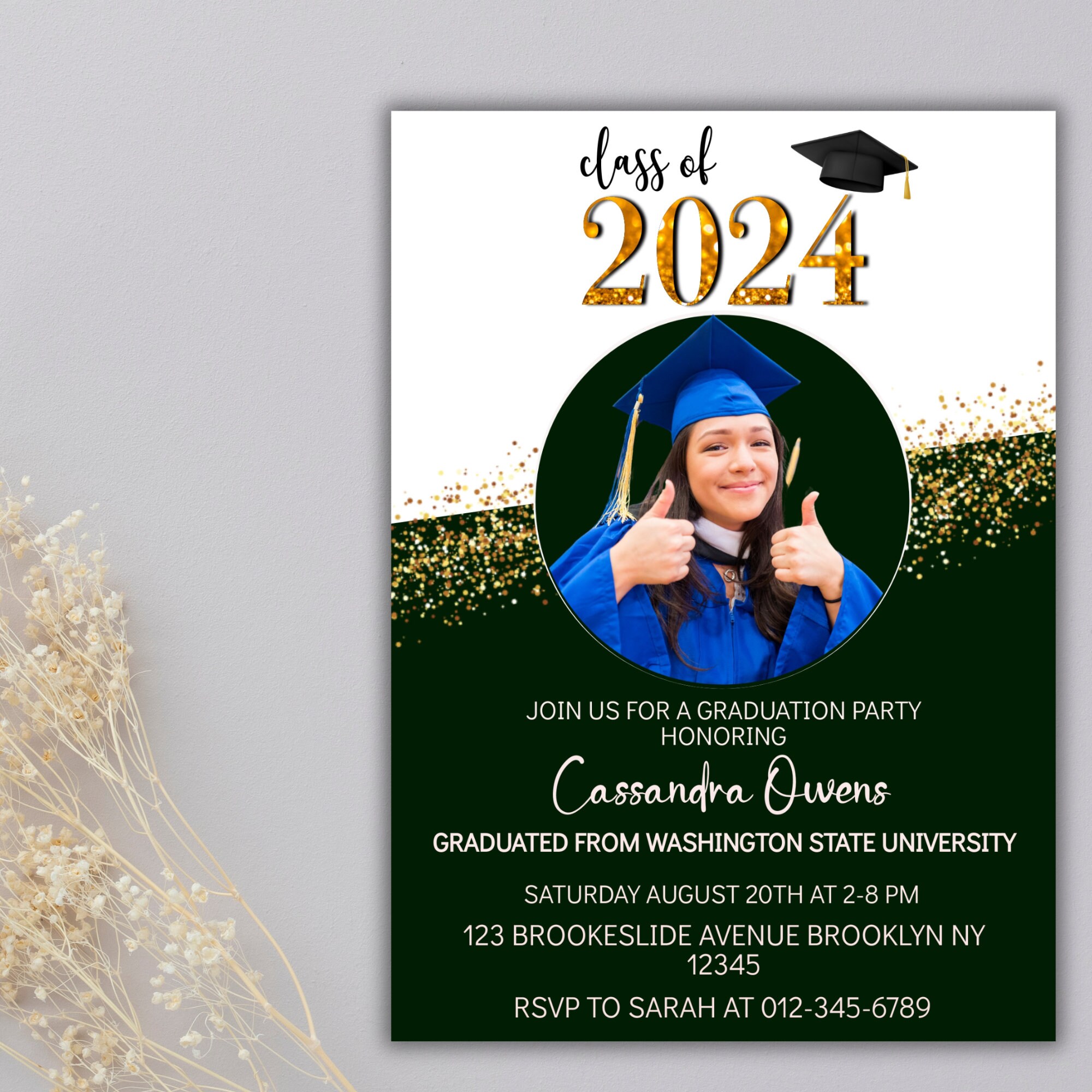 Graduation Party Invitation Template, High School, College Photo ...