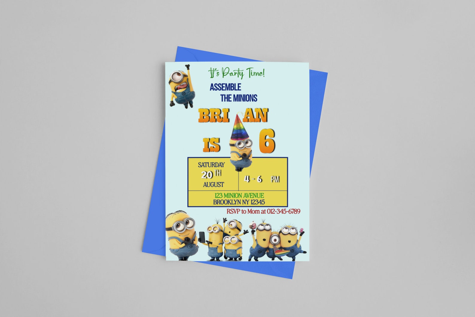Minion Digital Birthday Invitation, Minion Cartoon Theme Birthday Party ...
