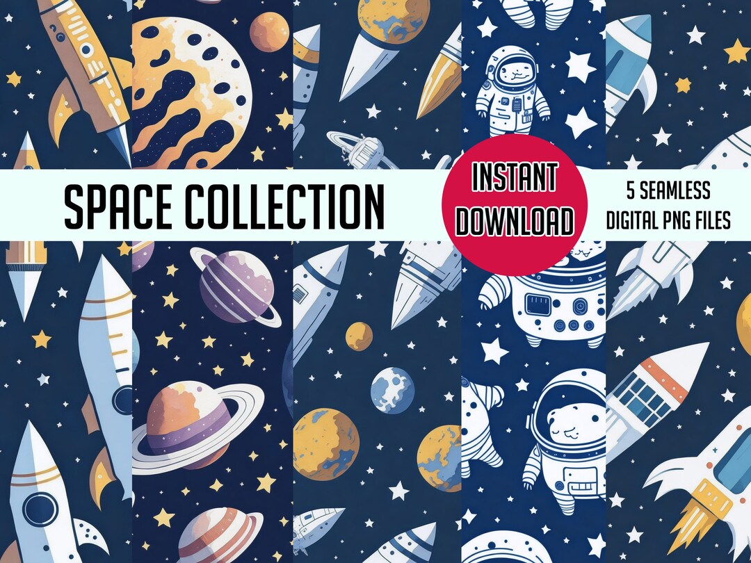 5 Outer Space PNG Patterns Digital Designs and Illustrations - Etsy