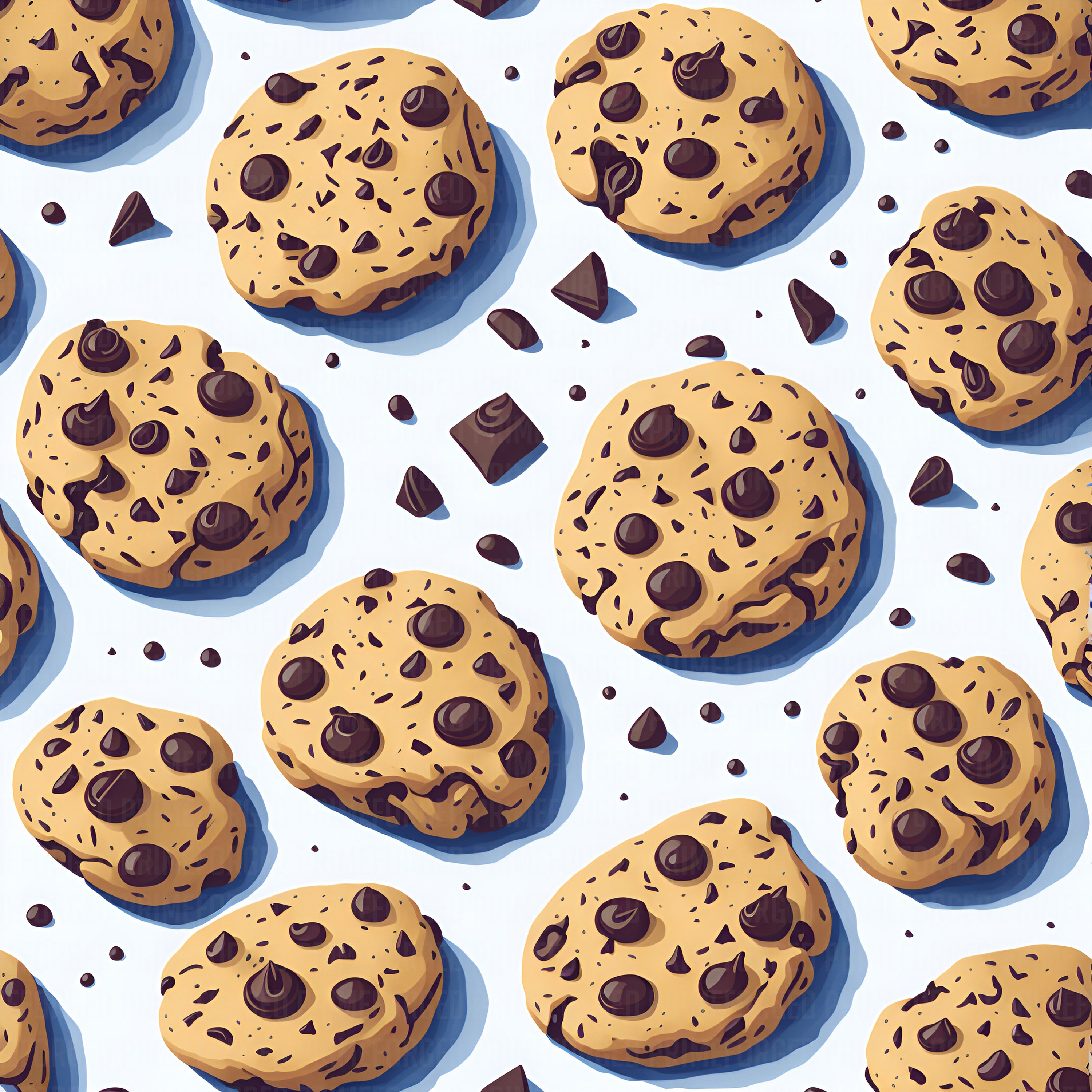5 Chocolate Chip Cookie PNG Patterns - Digital Designs and ...