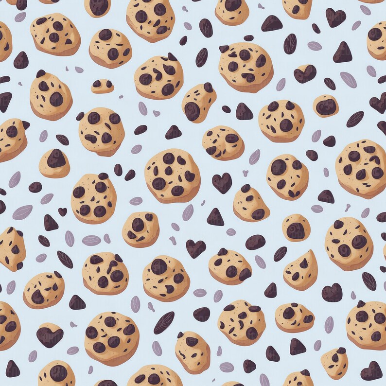 5 Chocolate Chip Cookie PNG Patterns - Digital Designs and ...
