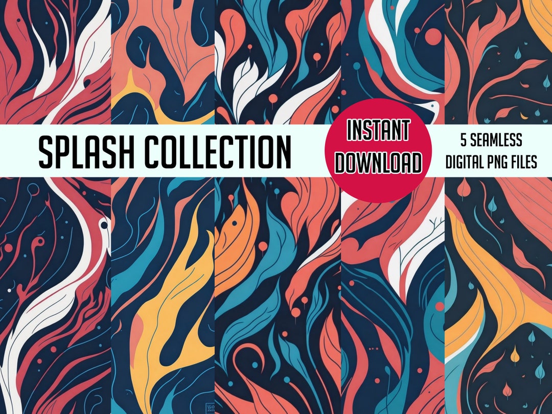5 Splash PNG Patterns Digital Designs and Illustrations - Etsy