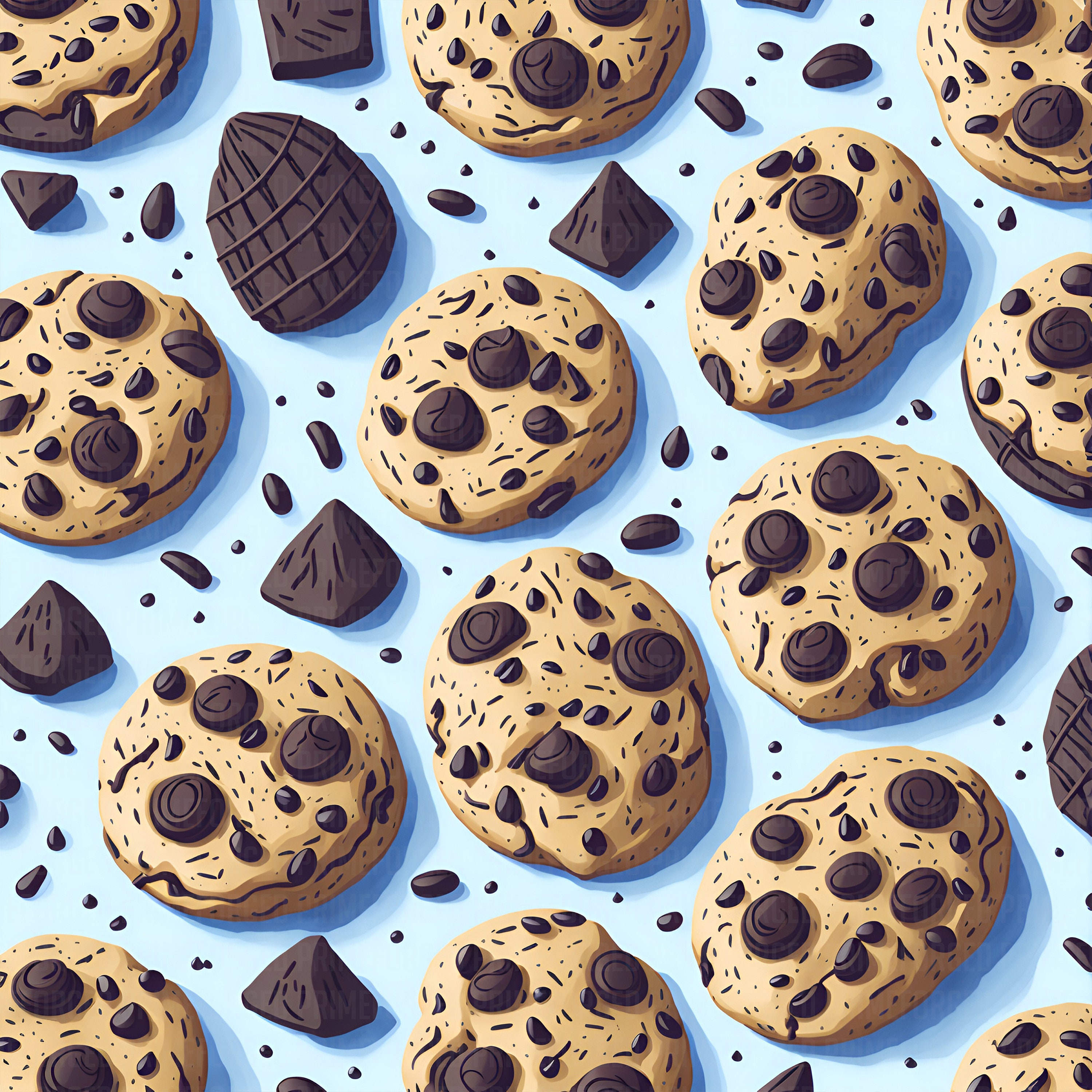 5 Chocolate Chip Cookie PNG Patterns - Digital Designs and ...